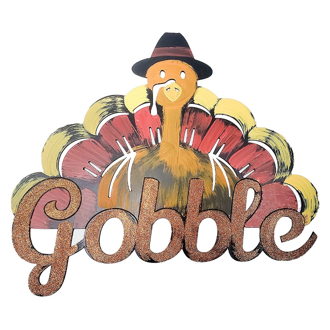 Hand Painted 'gobble' Turkey 3D Thanksgiving Wall Decor - Etsy