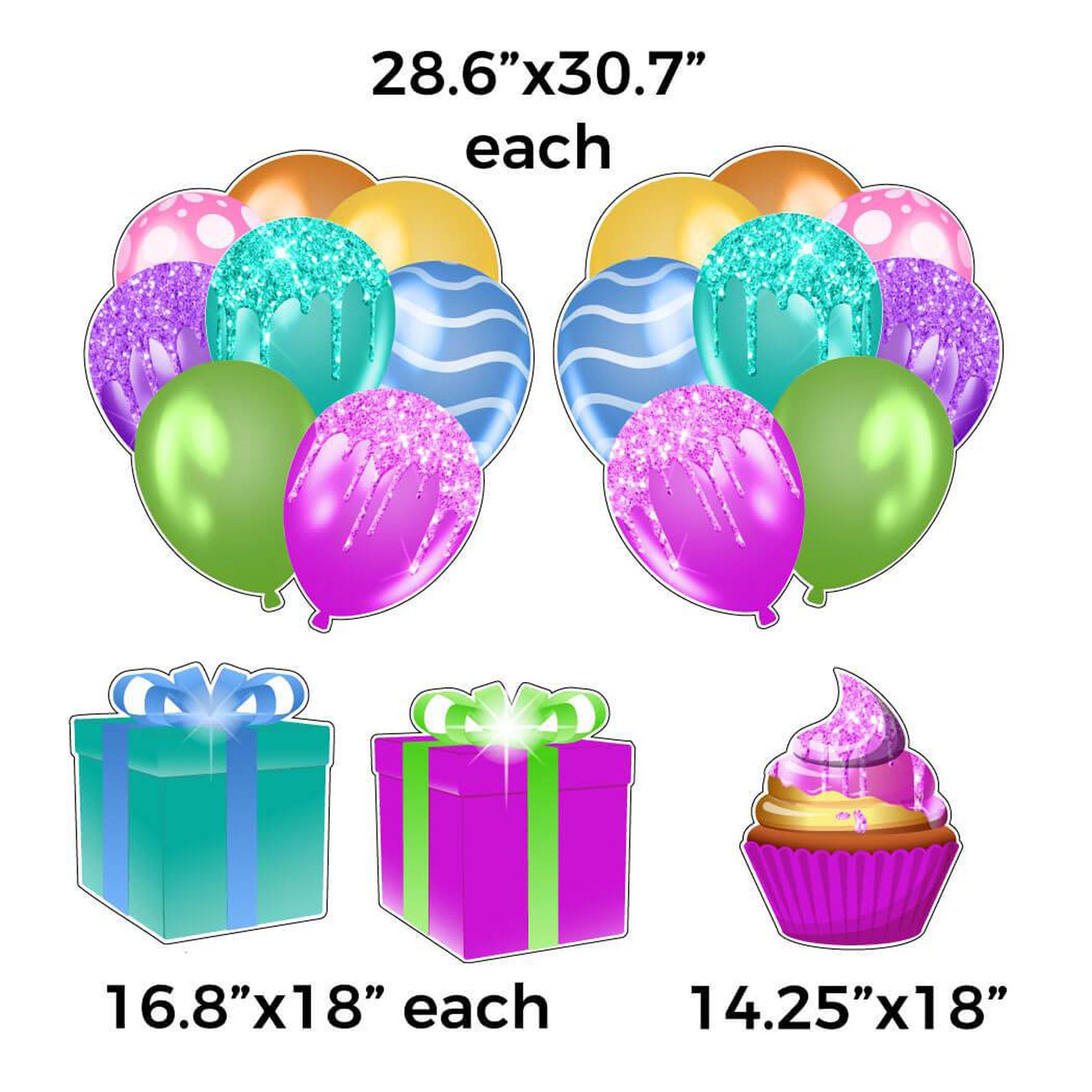 Neon With Dripping Sparkle Flair Accessories 12pc Birthday | Etsy