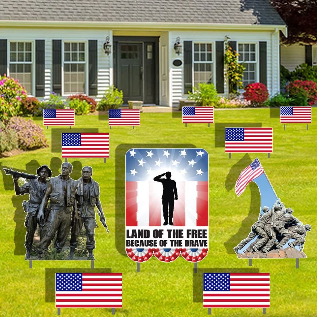 Patriotic Monuments Yard Card | 11pc Independence Day Yard Signs | Yard ...