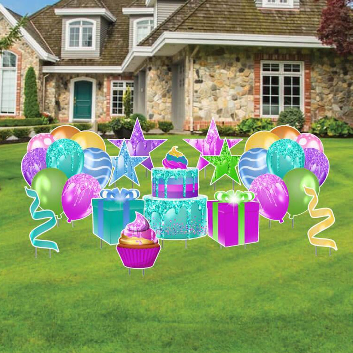 Neon With Dripping Sparkle Flair Accessories 12pc Birthday | Etsy