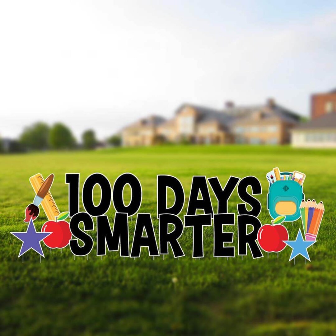 100 Days Smarter 21pc Yard Card Signs for Schools - Etsy