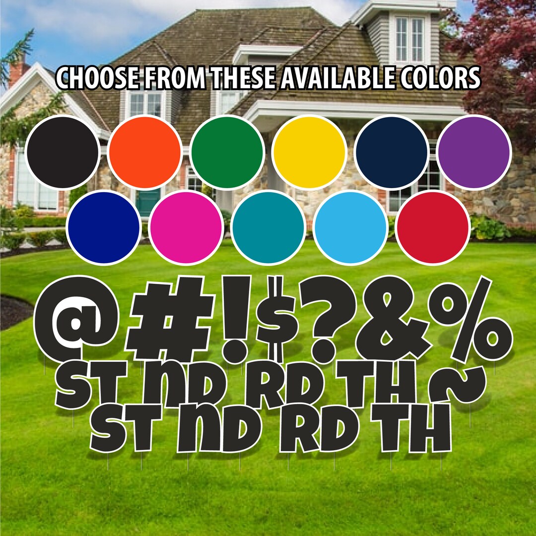 24" Symbols & Punctuation Yard Sign Letters, 16pc, Outdoor Lawn ...