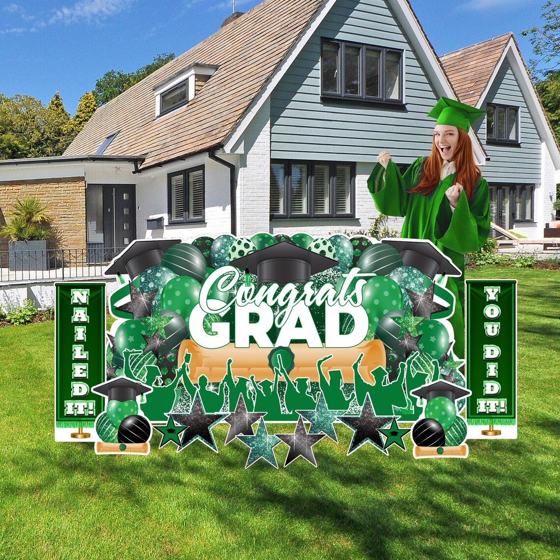 Green Oversized congrats Grad Graduation Yard Card - Etsy