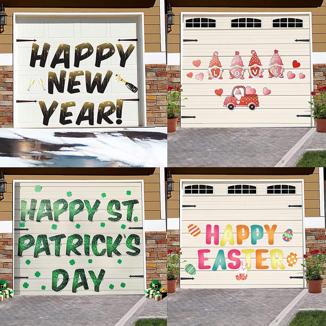 4 in 1 Holiday Garage Magnet Bundle | Happy New Year, Valentine's Day ...