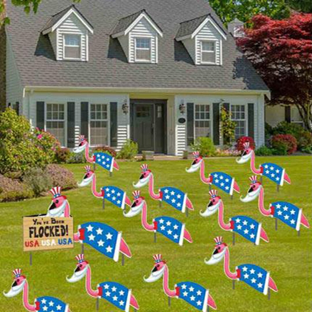 You’ve Been Flocked - Patriotic Flamingos | 13pc 4th of July Yard Signs ...