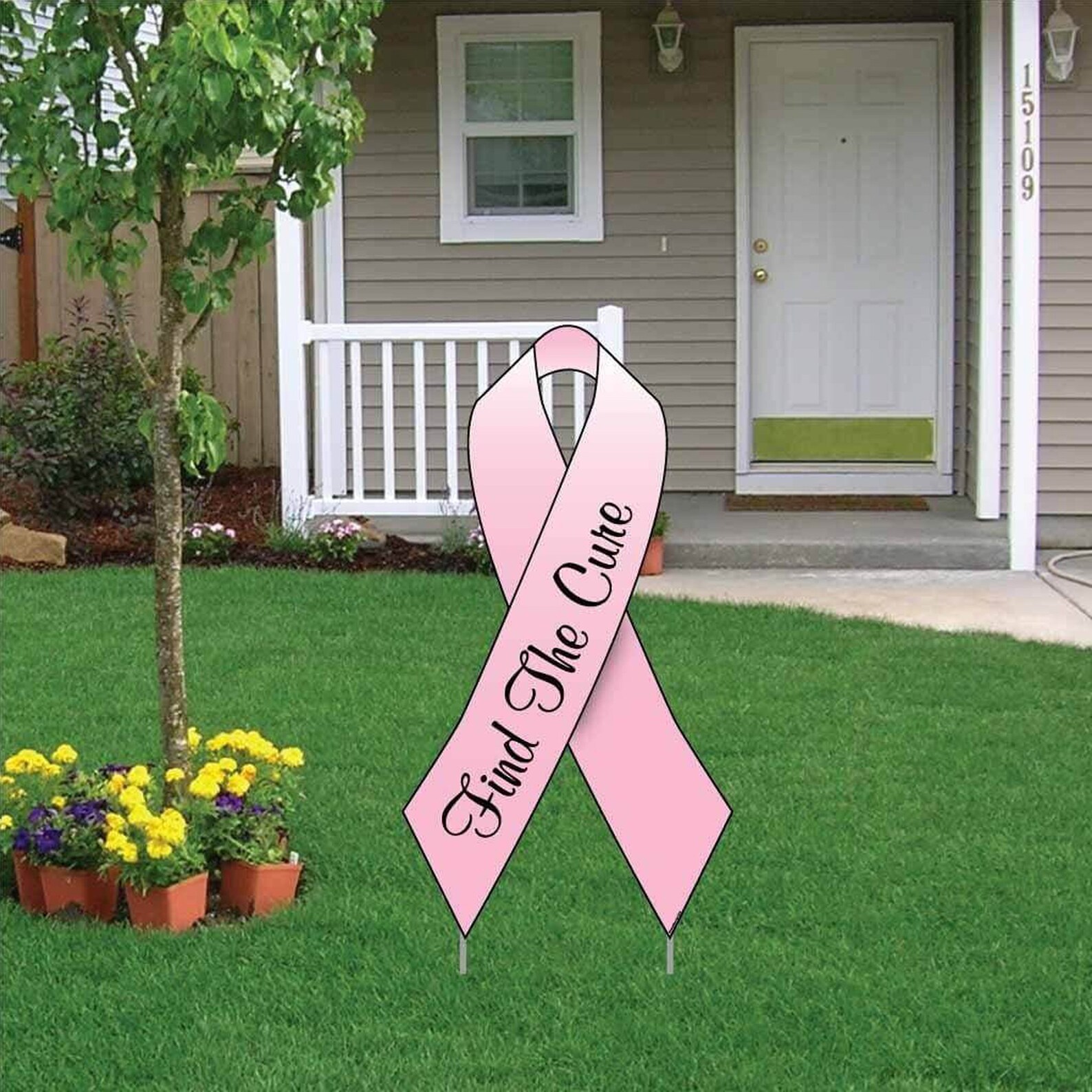Find the Cure Ribbon Breast Cancer Awareness Yard Card Lawn - Etsy