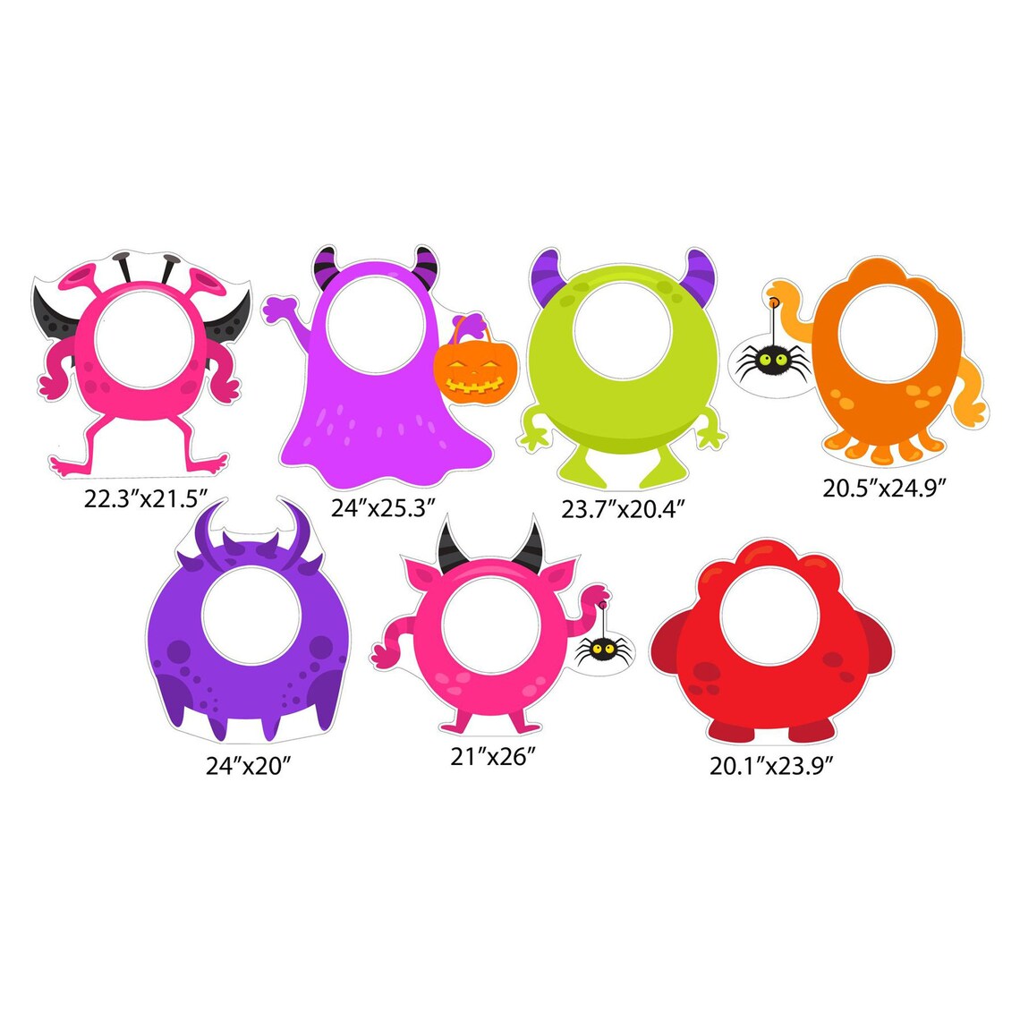 Cute Monster Cut Out Photo Props, 7pc Halloween & Birthday Yard Card ...