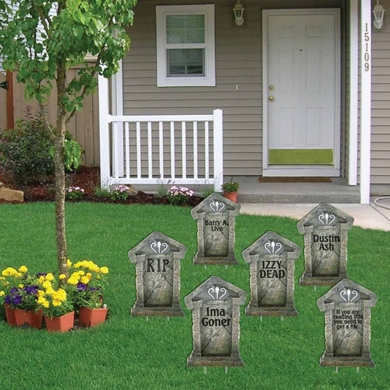 Fake Tombstones 6pc Halloween Yard Art Yard Card Lawn Sign - Etsy