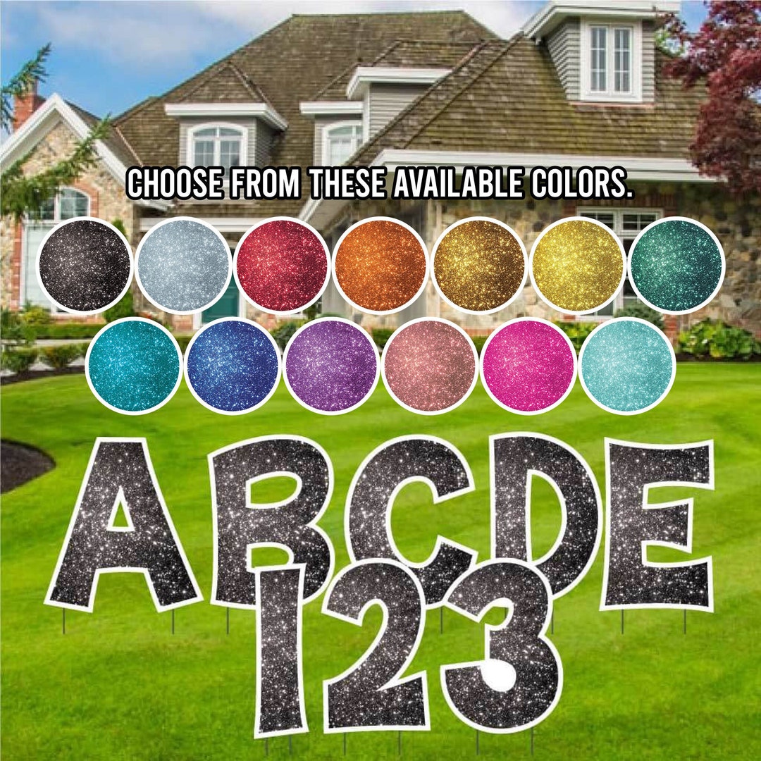 18” Sparkle Alphabet & Numbers Yard Sign Letters, 36pc, Outdoor Lawn ...