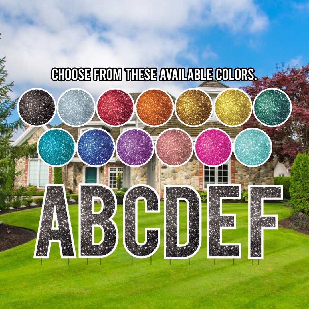 24” Sparkle Alphabet Yard Sign Letters, 26pc, Outdoor Lawn Decorations ...