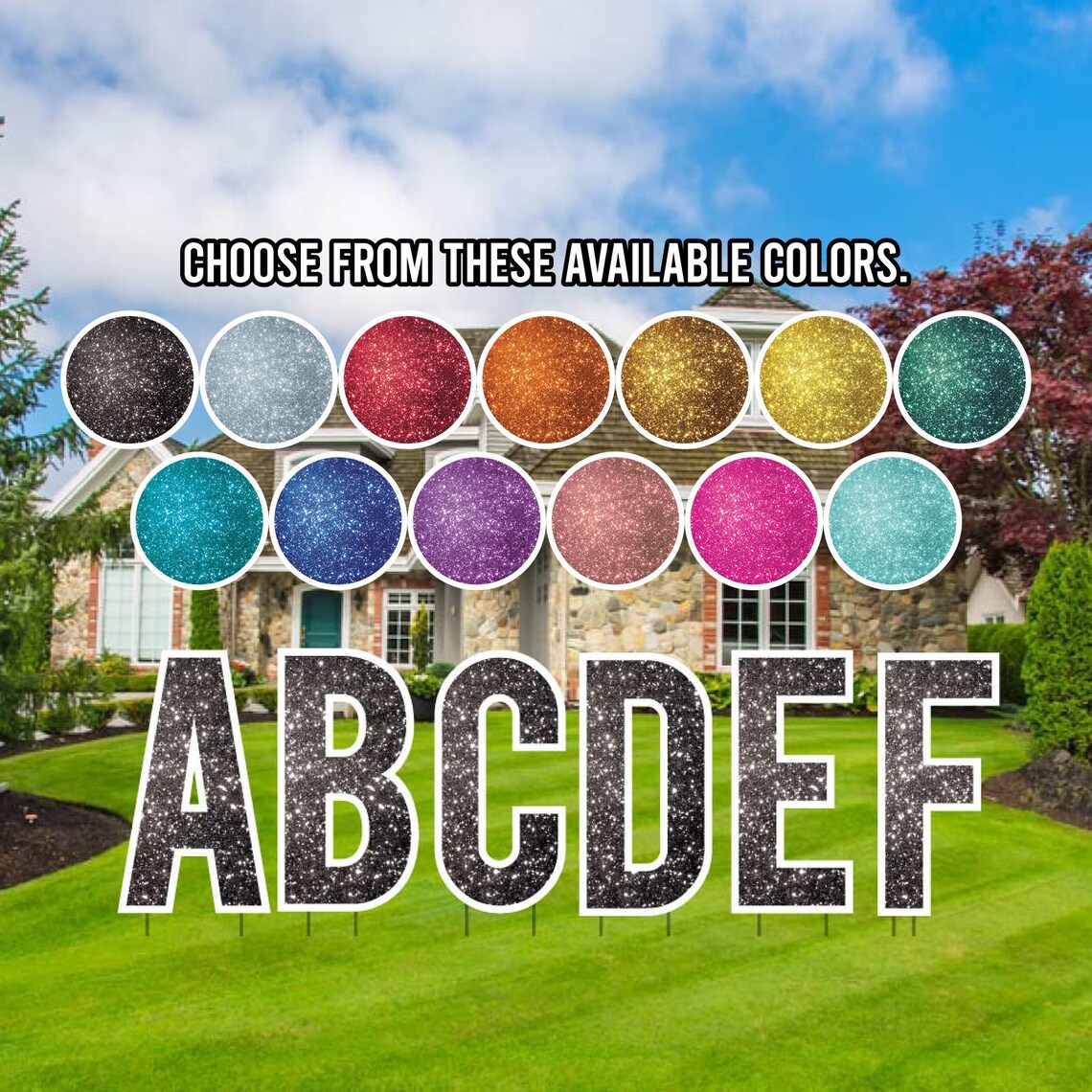 24 Sparkle Alphabet Yard Sign Letters 26pc Outdoor Lawn - Etsy