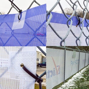 5x50ft Custom Logo Mesh Fence Wrap, Business Branding Mesh Windscreen ...