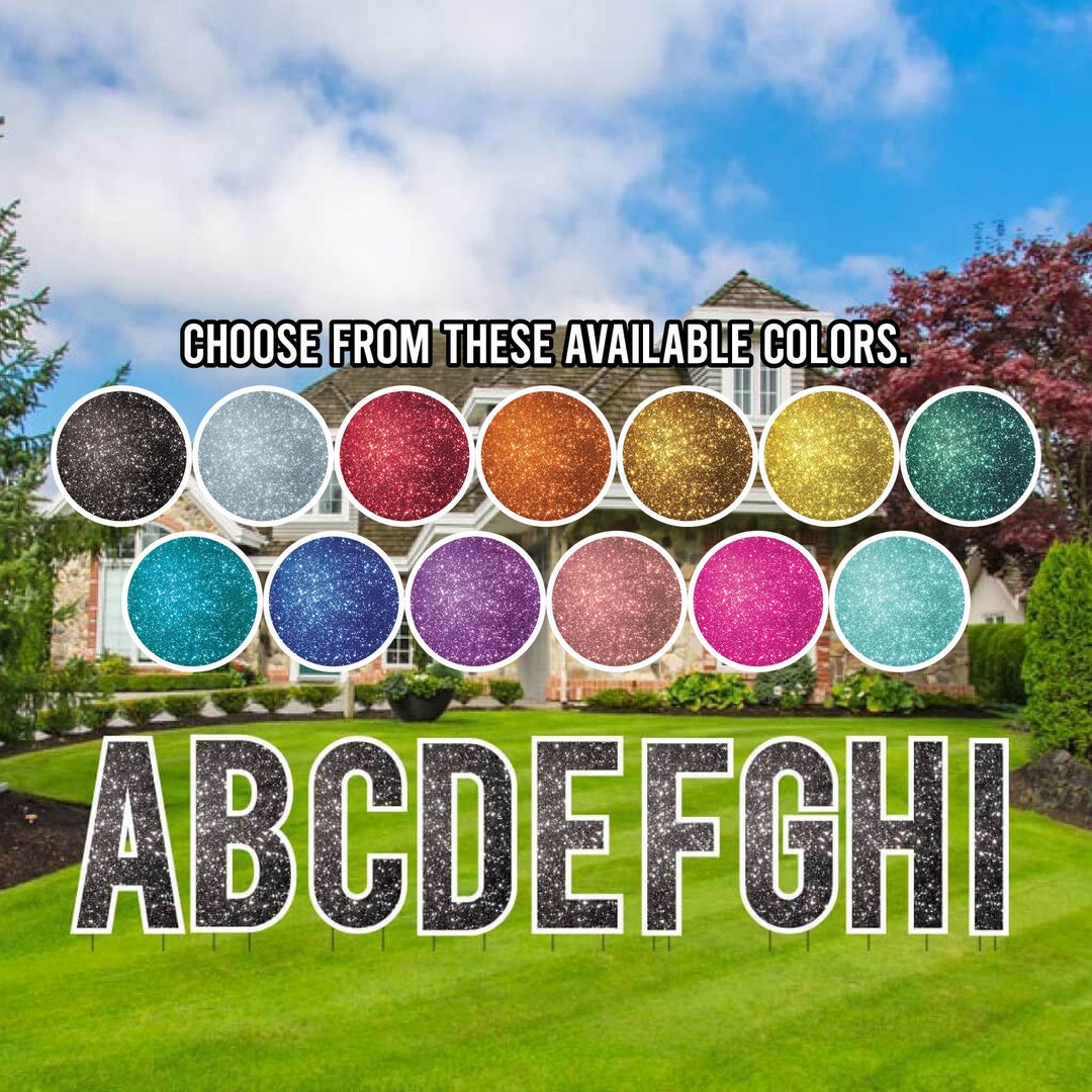 18” Sparkle Alphabet Yard Sign Letters, 26pc, Outdoor Lawn Decorations ...