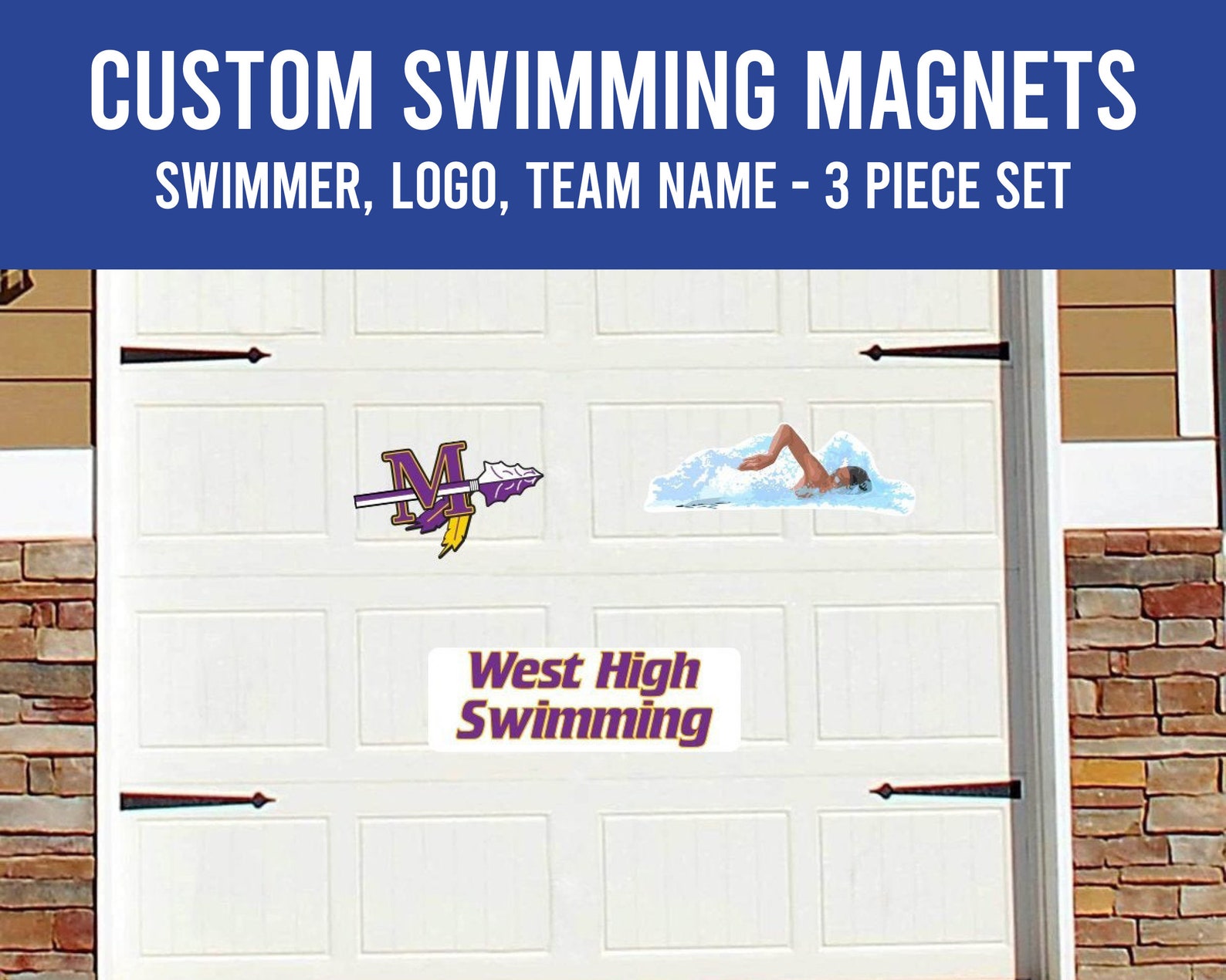 Custom Magnetic Swimming Decorations 3pc School Sports Magnet | Etsy