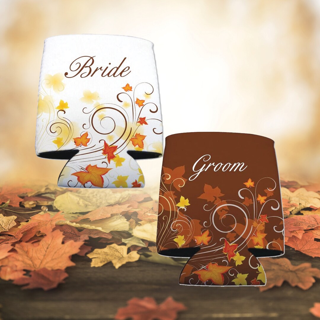 Fall Wedding Can Coolers: Autumn Leaves, Set of 10 - Etsy