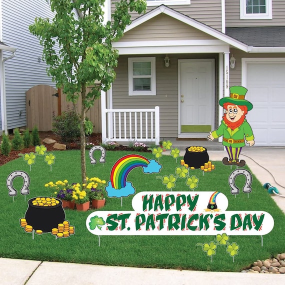 Happy St Patricks Day With Leprechaun Shamrocks and Pot of | Etsy