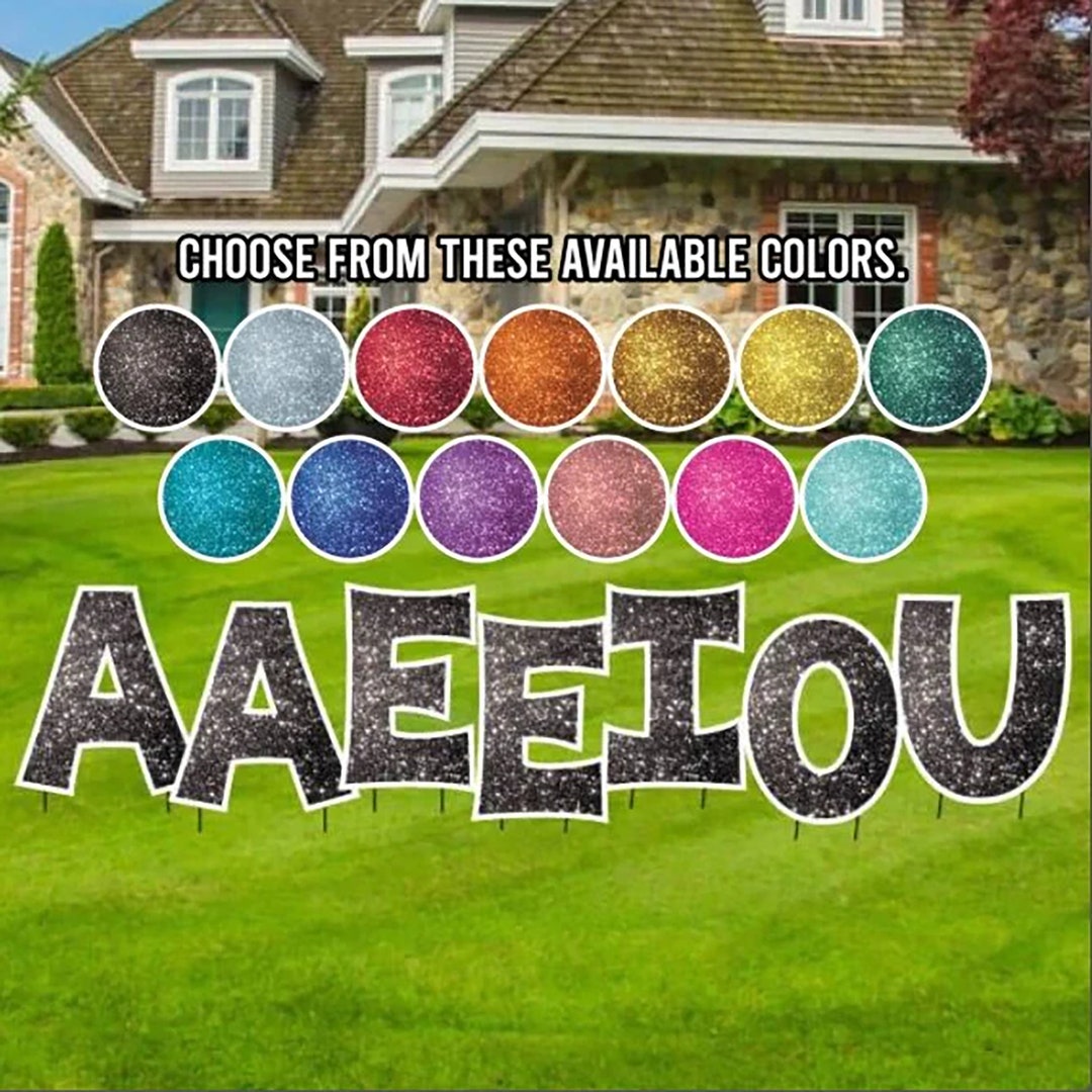 18" Sparkle Vowel Yard Sign Letters, 7pc, Outdoor Lawn Decorations ...