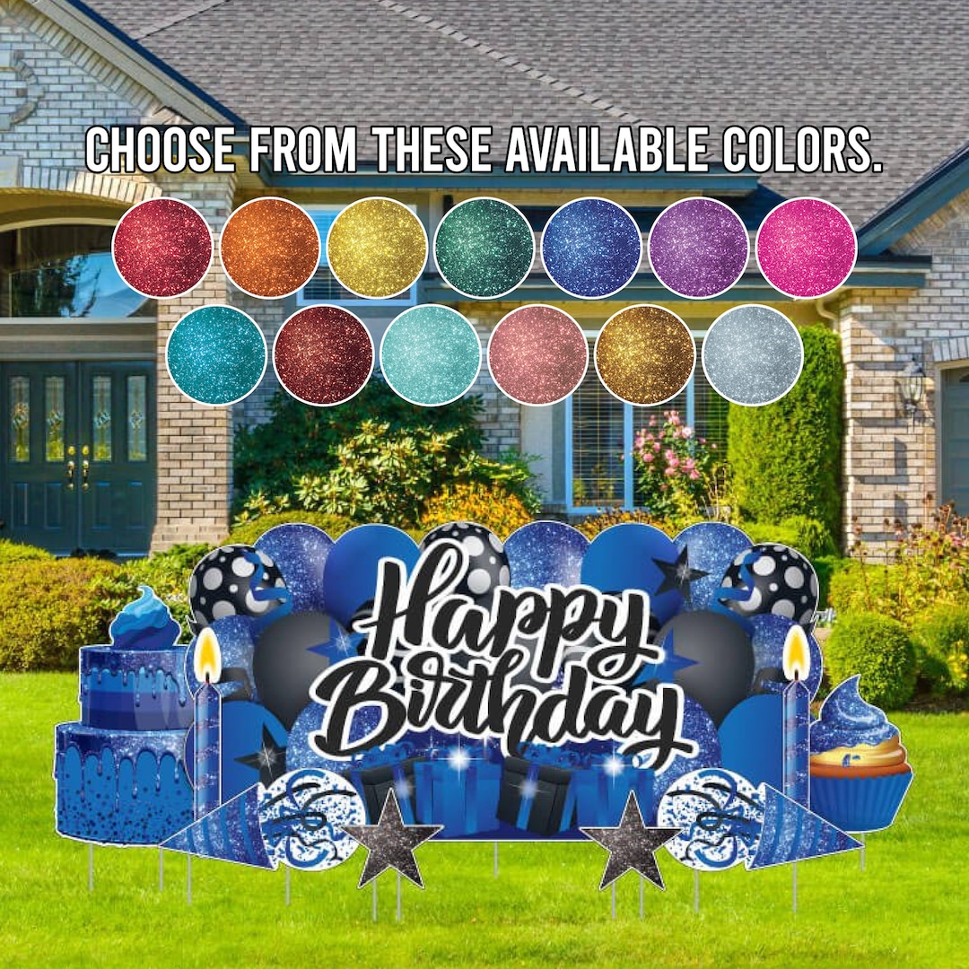 Oversized Happy Birthday Yard Sign: 9-piece Party Display - Etsy