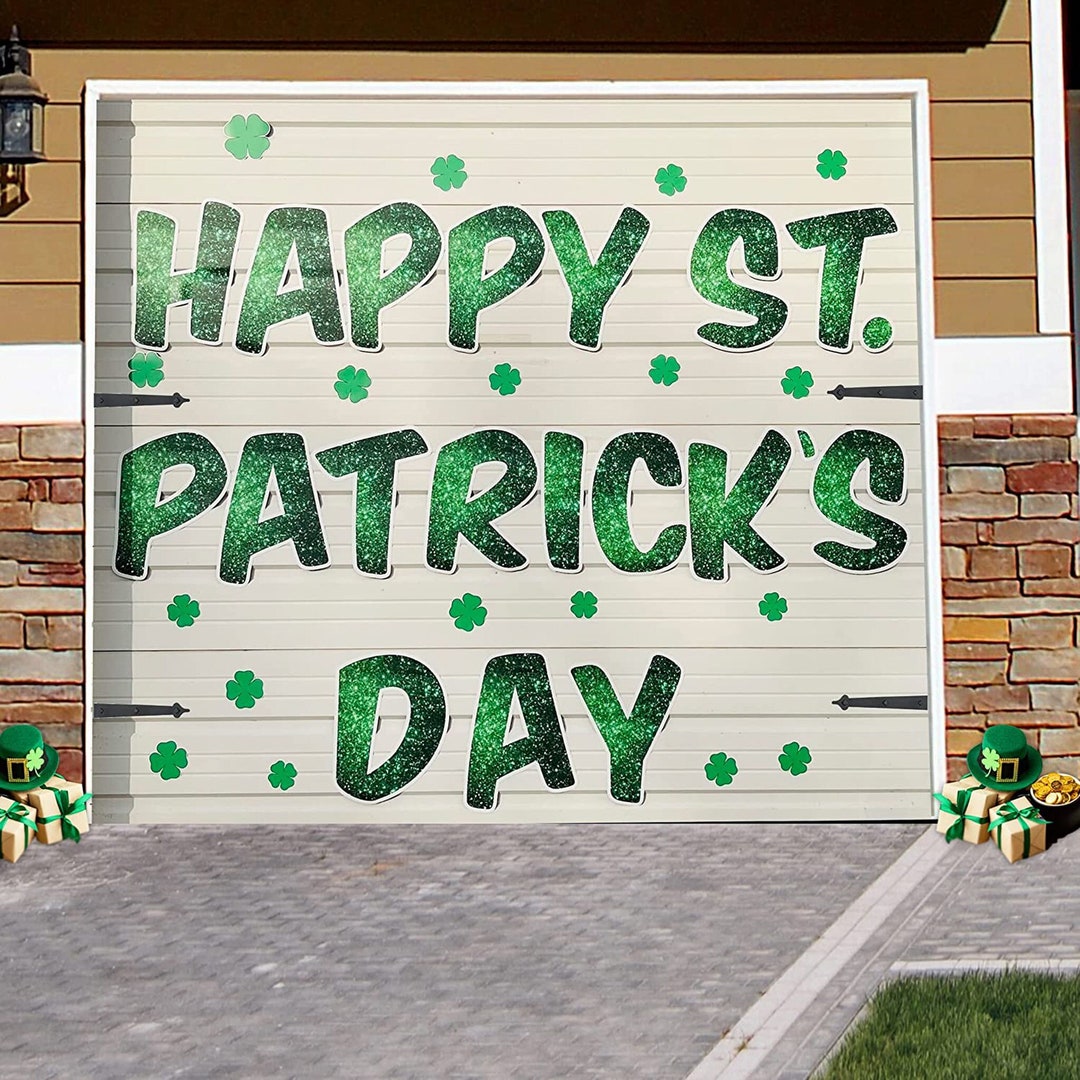 16" Magnetic Jumbo Happy St Patrick's Day Green Sparkle Letters ...