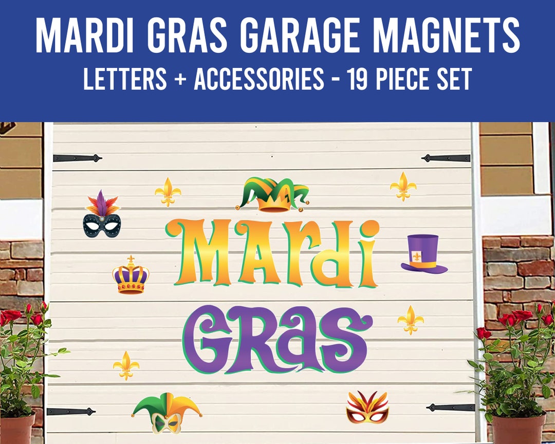 Jumbo Magnetic Purple & Gold Mardi Gras Letters With Masquerade ...