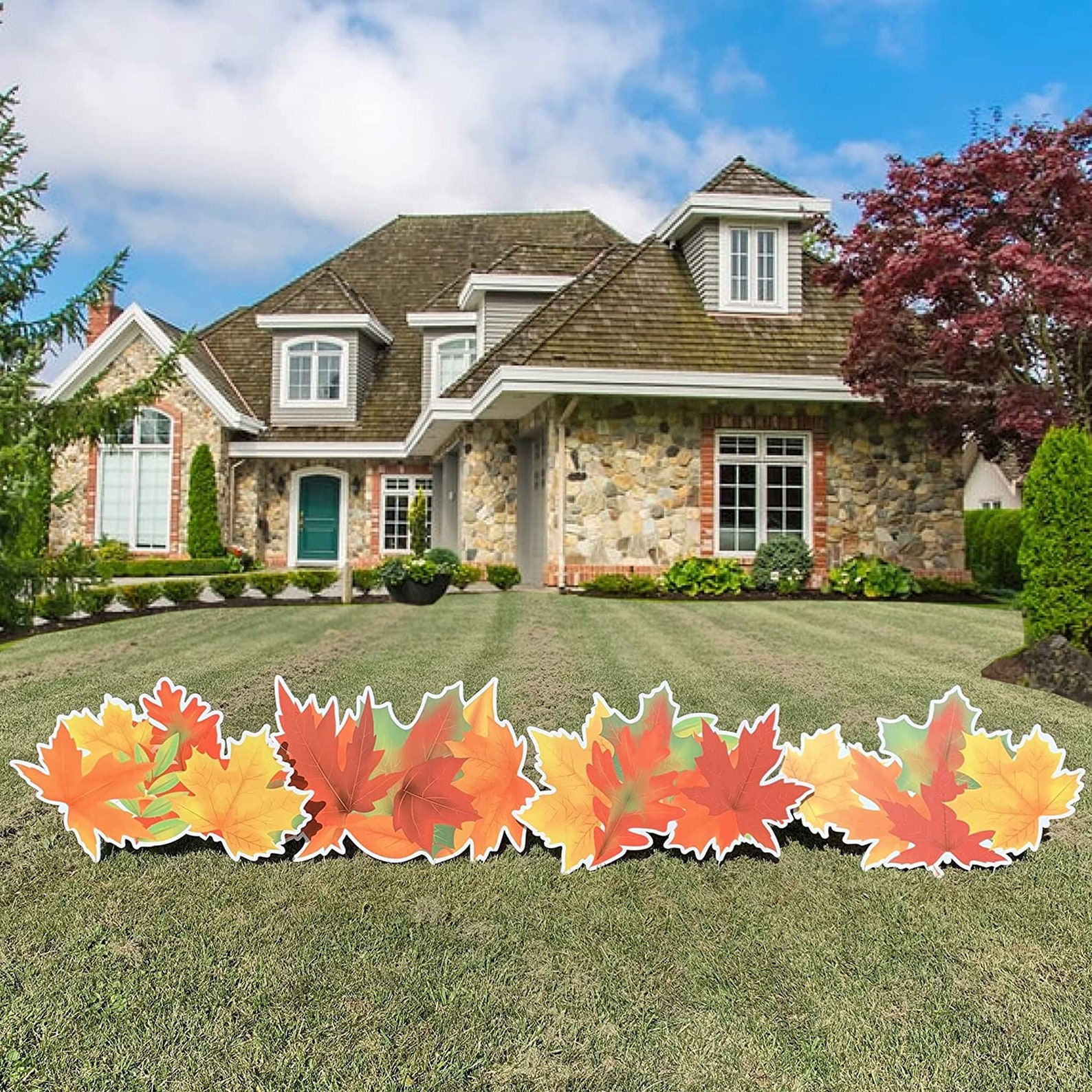 Giant Fall Leaves EZ Filler, 4pc Thanksgiving Yard Art, Yard Card Lawn ...