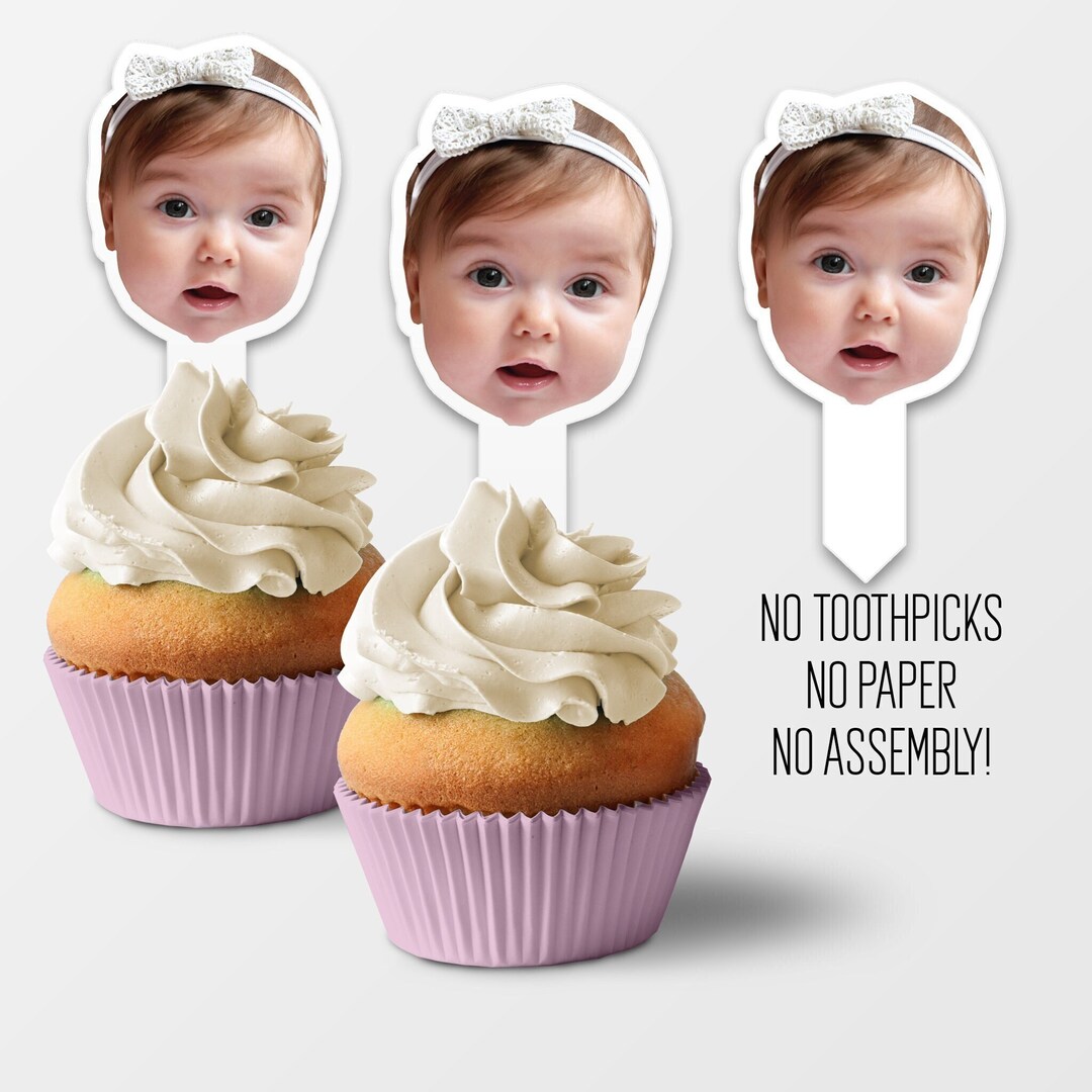Custom Face Photo Cupcake Toppers: Personalized Party Decor (2x4 Inches ...