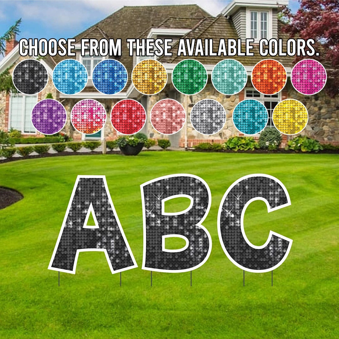 24” Disco Sparkle Alphabet Yard Sign Letters, 26pc, Outdoor Lawn ...
