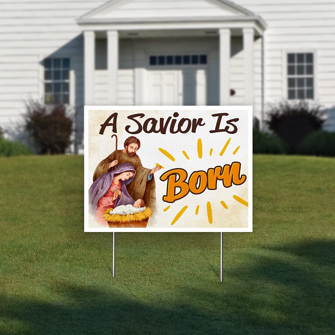 A Savior is Born Yard Sign Two-sided Christmas Decoration Nativity ...