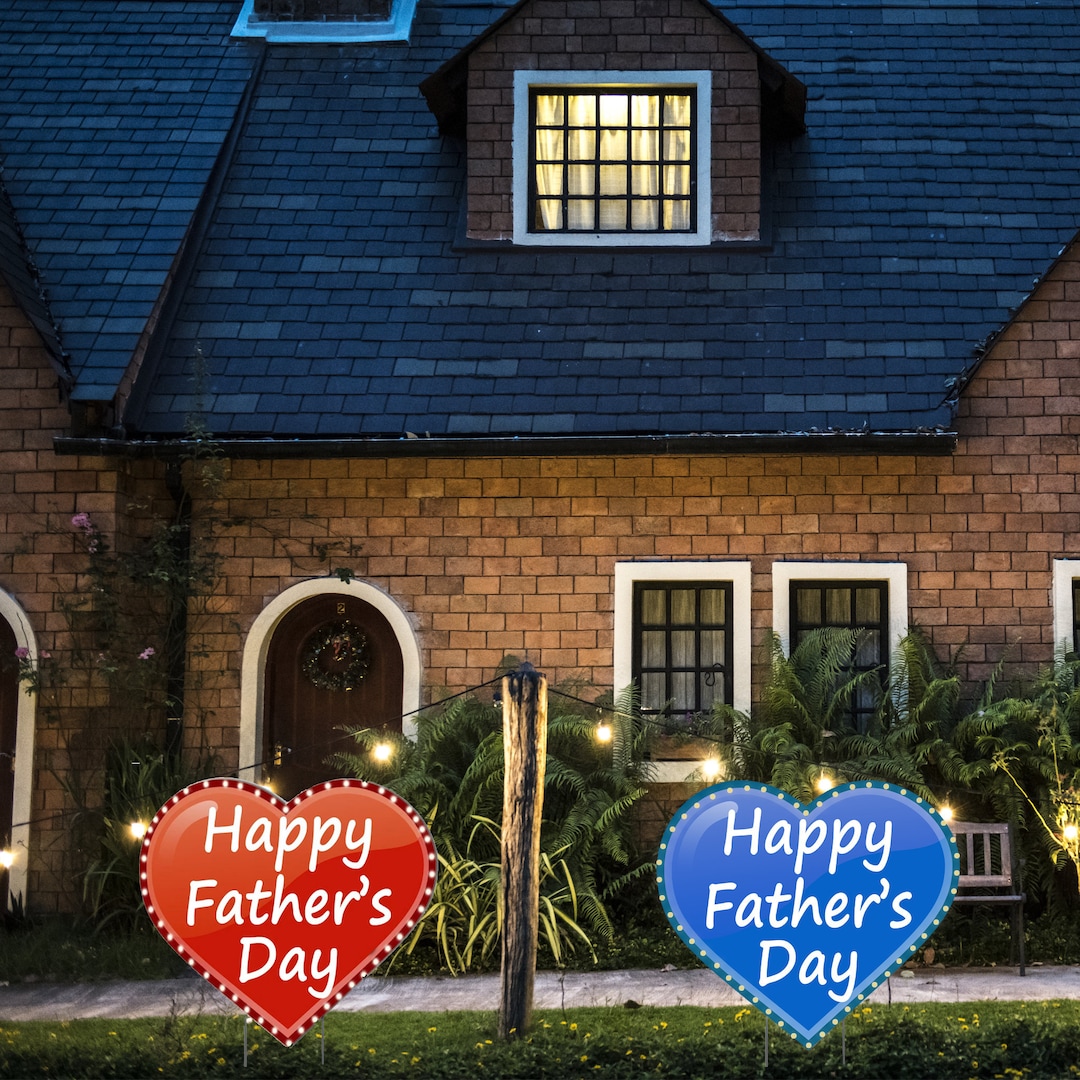 Happy Father's Day Light up Heart Yard Sign 1pc Fathers Day Yard Card ...