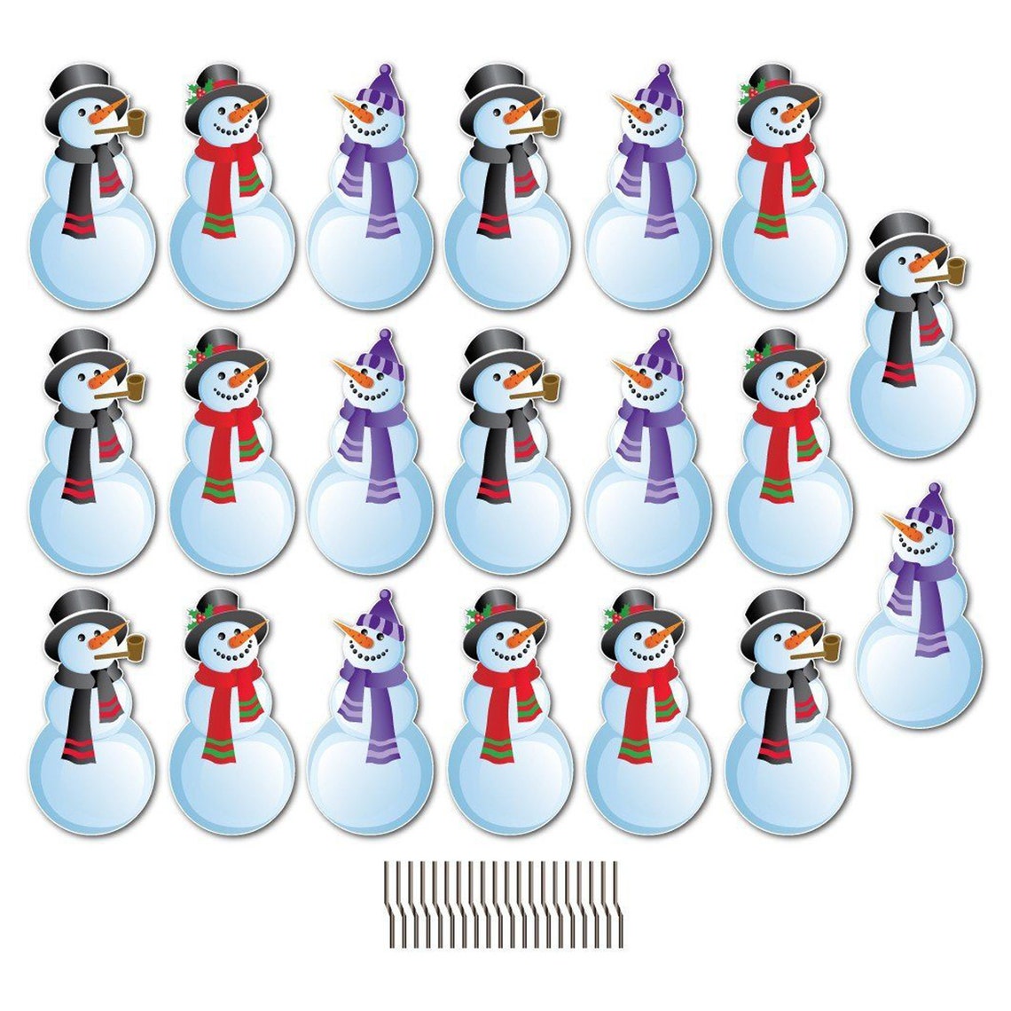 Snowman Pathway Markers, 20pc Christmas Yard Art, Yard Card Lawn Sign ...