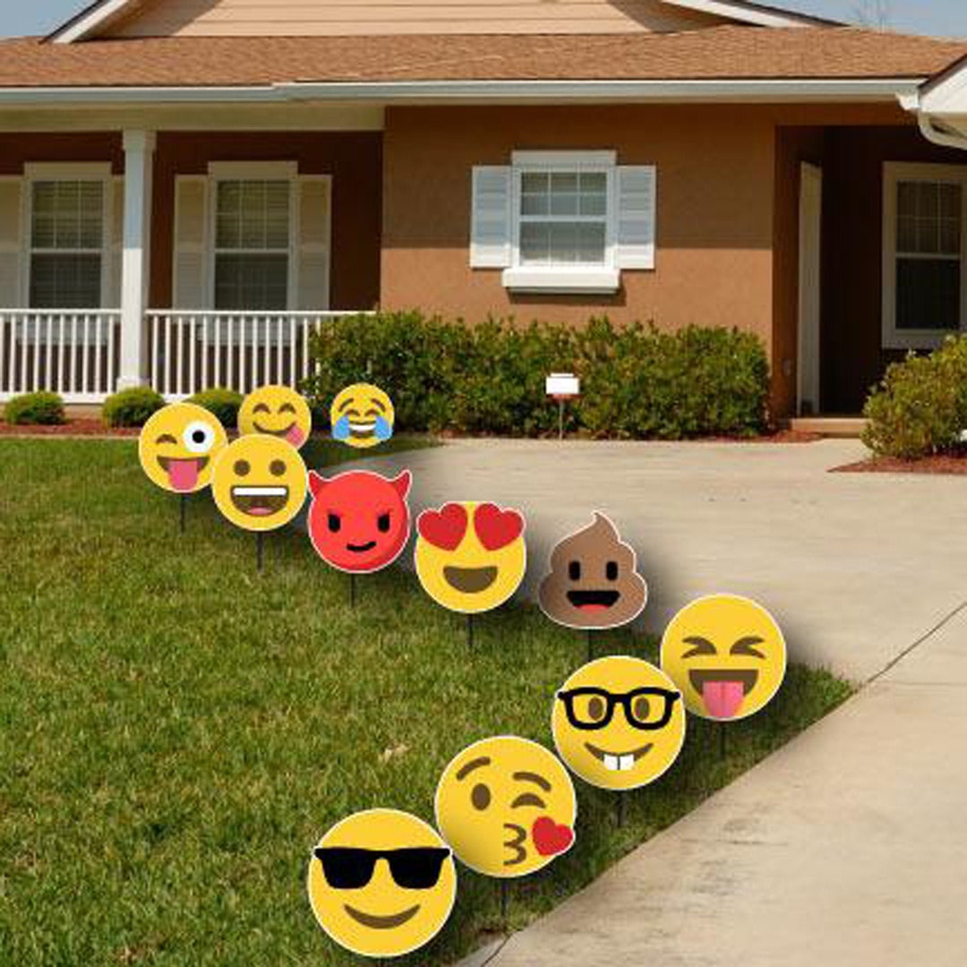 Emoji Faces Pathway Markers, 12pc Yard Card Decoration Set - Etsy