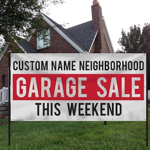Neighborhood Garage Sale Banner & 4 Yard Signs Personalized Dates and ...