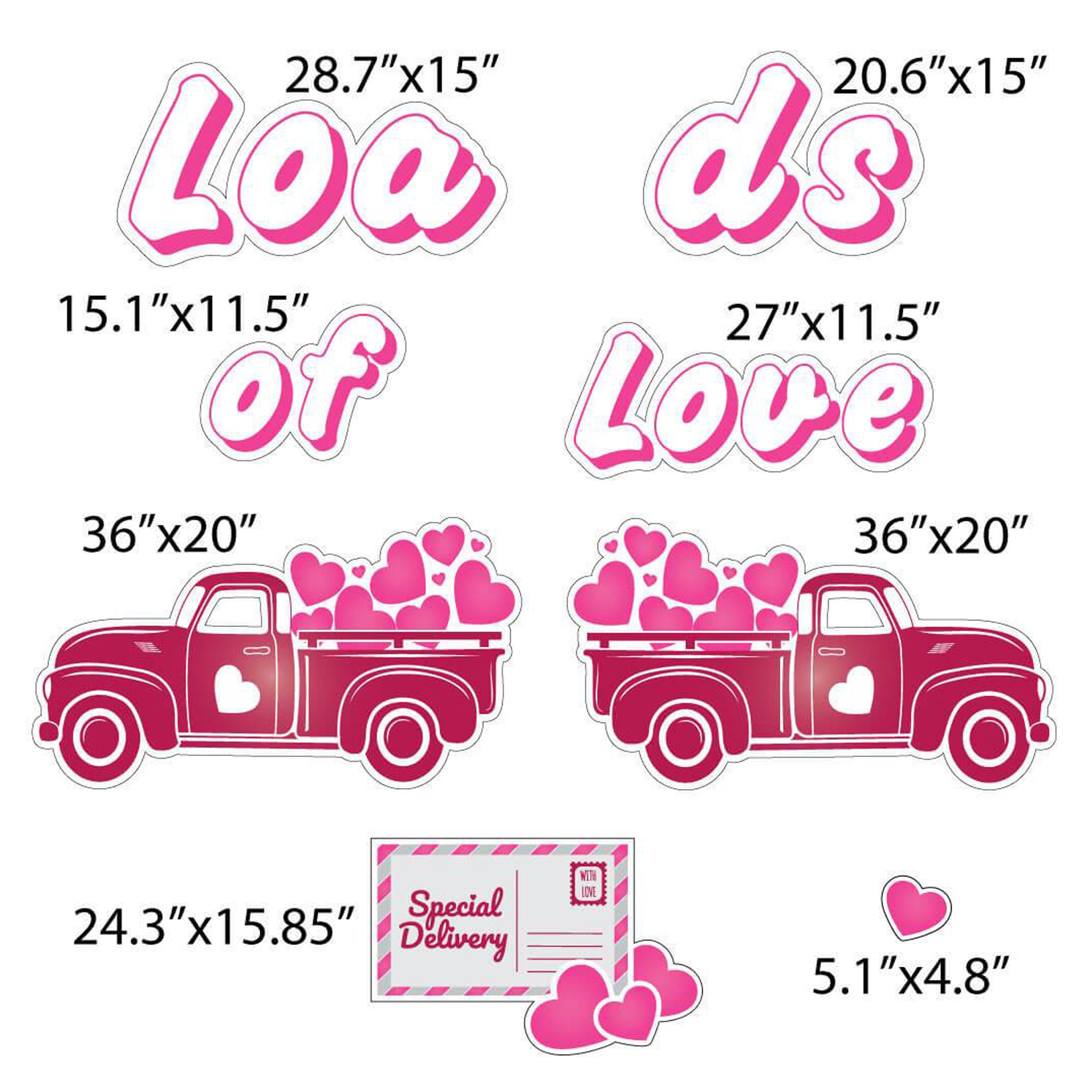 Loads of Love Red Trucks Full of Pink Hearts 16pc - Etsy