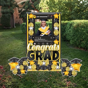 Yellow Congrats Grad Jumbo Graduation Standup Yard Card | 5pc Grad ...