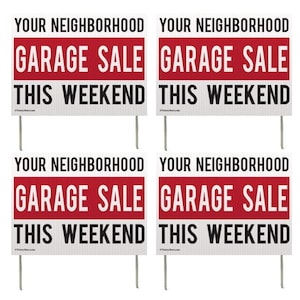 Neighborhood Garage Sale Banner & 4 Yard Signs Personalized Dates and ...