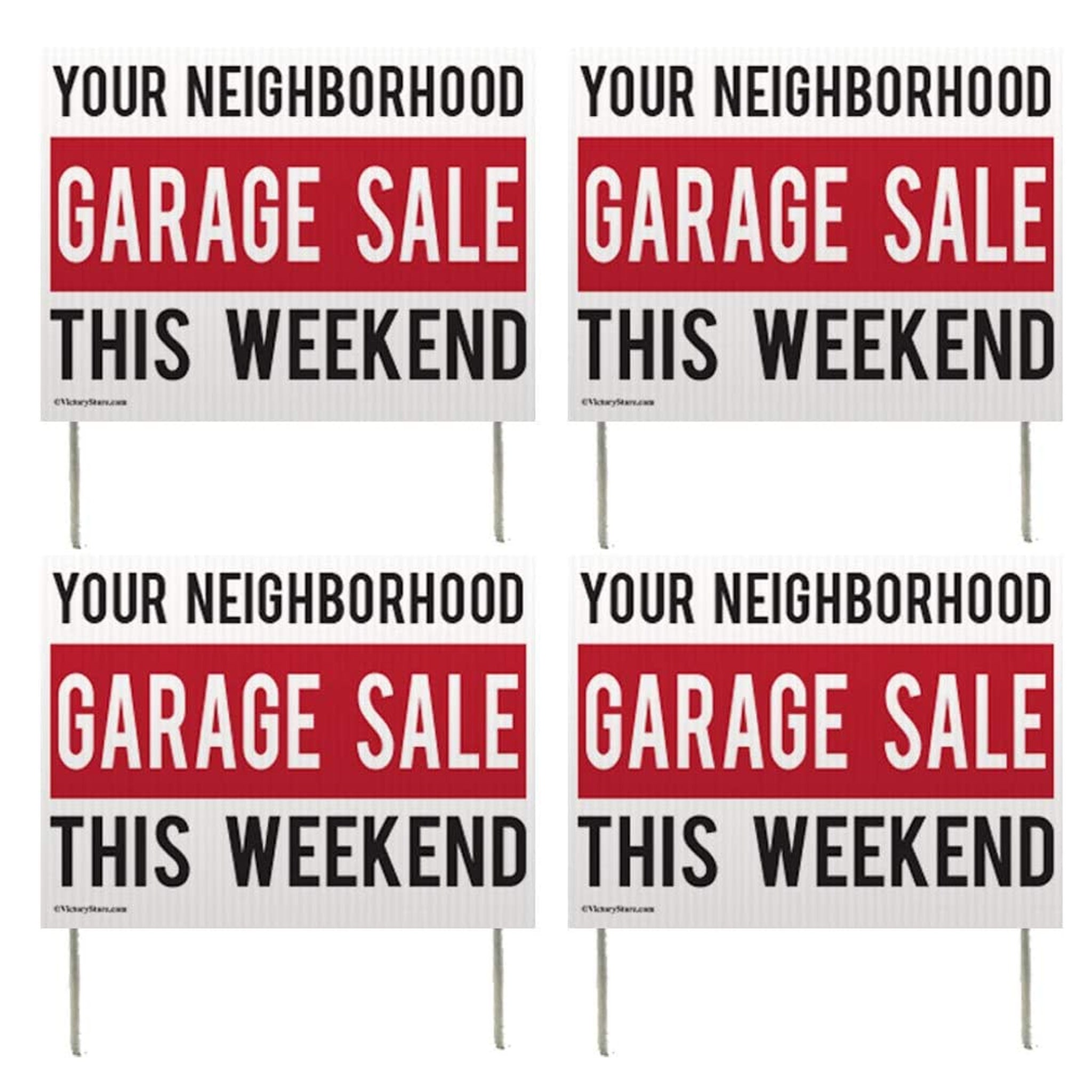 Neighborhood Garage Sale Banner & 4 Yard Signs Personalized Dates and ...