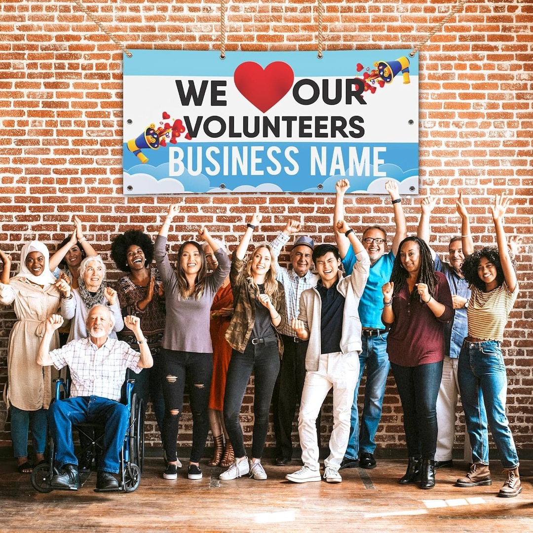 Custom Volunteer Appreciation Vinyl Banner | We Love Our Volunteers | 3 ...