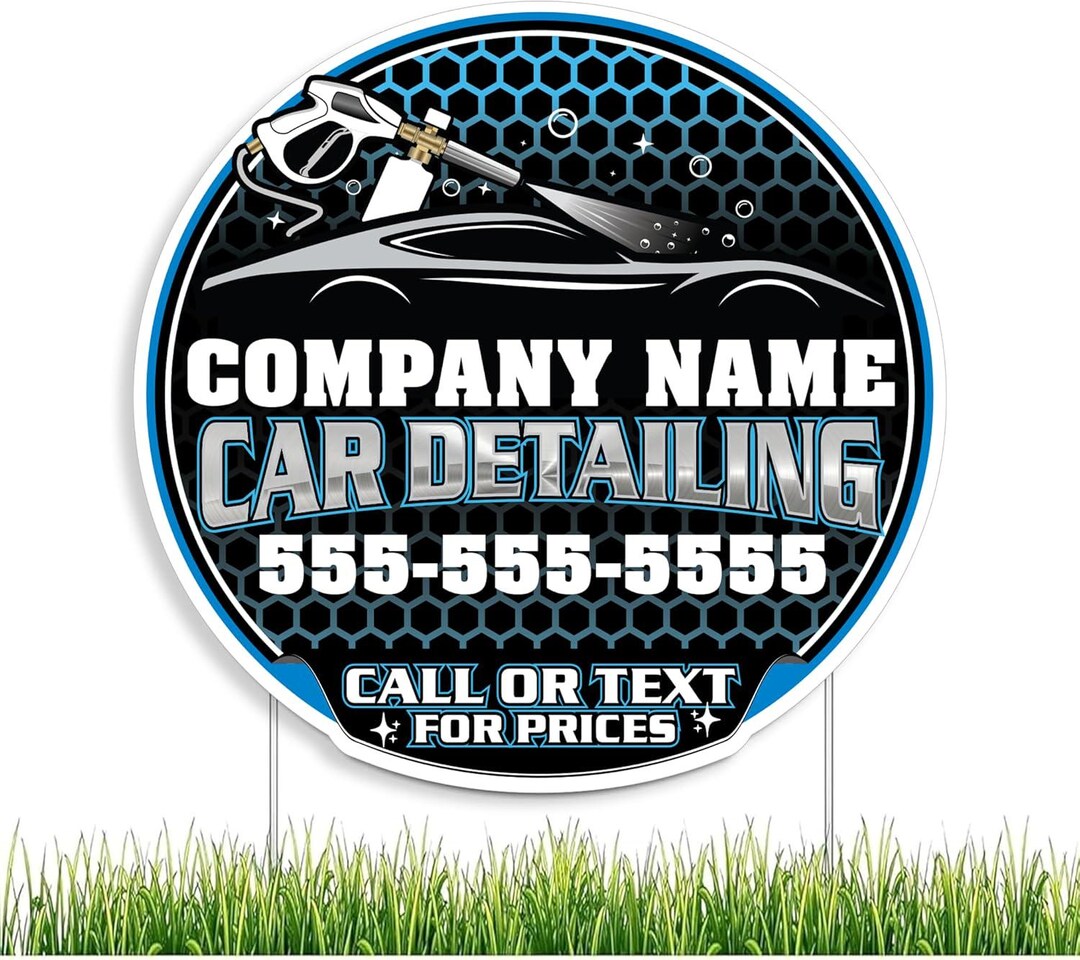 Custom Mobile Detailing Yard Signs, Two-sided, Includes Stakes (10-pack ...