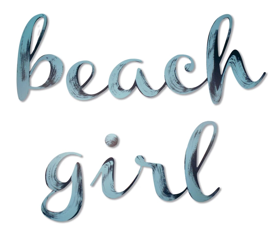 Beach Girl 3D Word Art PVC Cutout 15 X 19 | Handpainted - Aqua Blue - Etsy