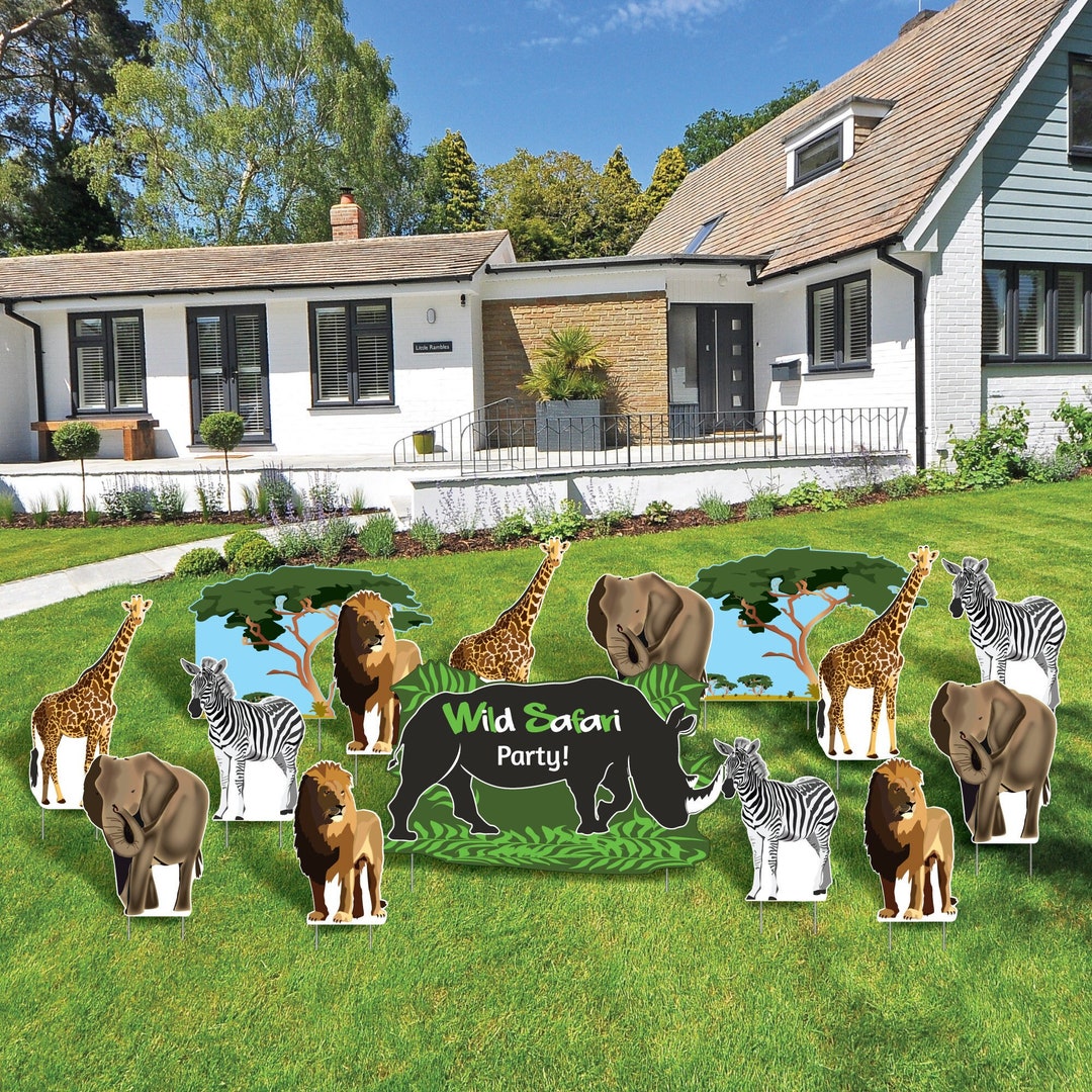 Wild Safari Party Yard Sign Decorations: 15pc Lawn Set - Etsy