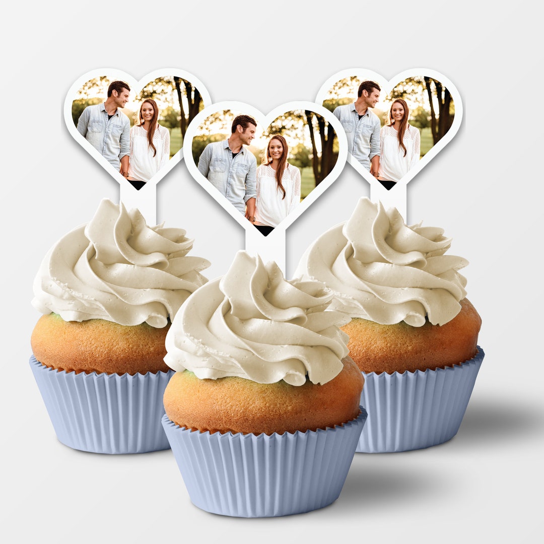 Custom Photo Cupcake Toppers, Plastic Personalized Cupcake Picks 2x4 ...
