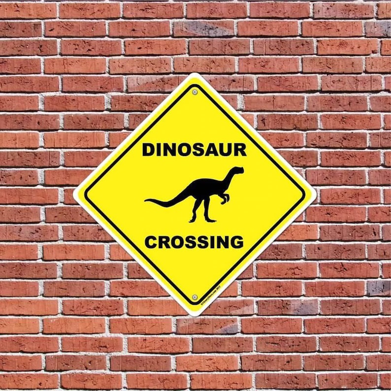 Dinosaur Crossing Sign or Sticker | Corrugated Plastic Sign, Aluminum ...