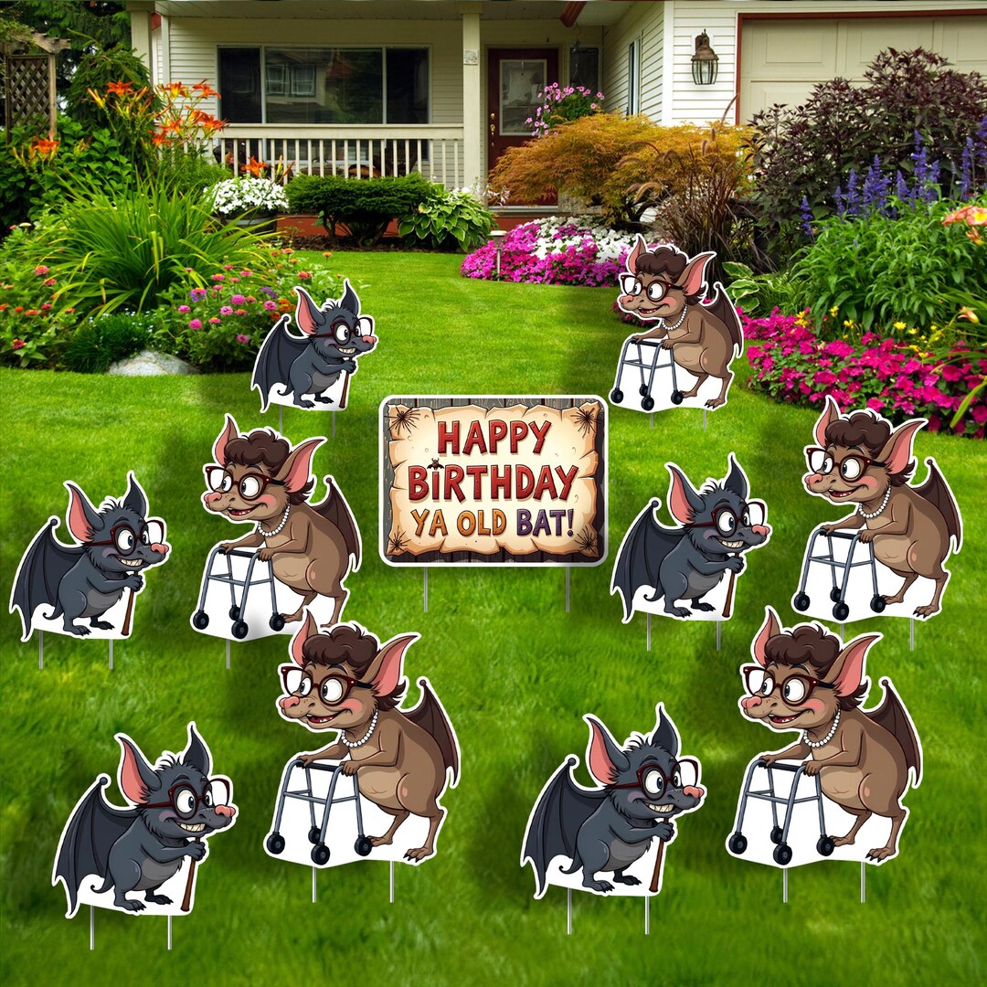 Funny 'old Bat' Birthday Yard Sign: 11-piece Outdoor Decoration - Etsy