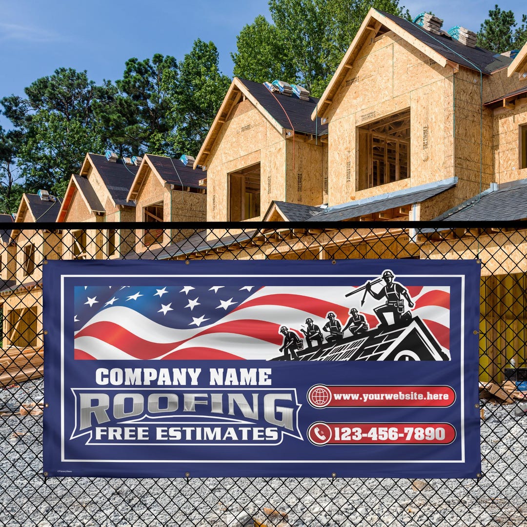 Custom Roofing Company Banner: Weather-resistant Vinyl, 3x6 Ft - Etsy