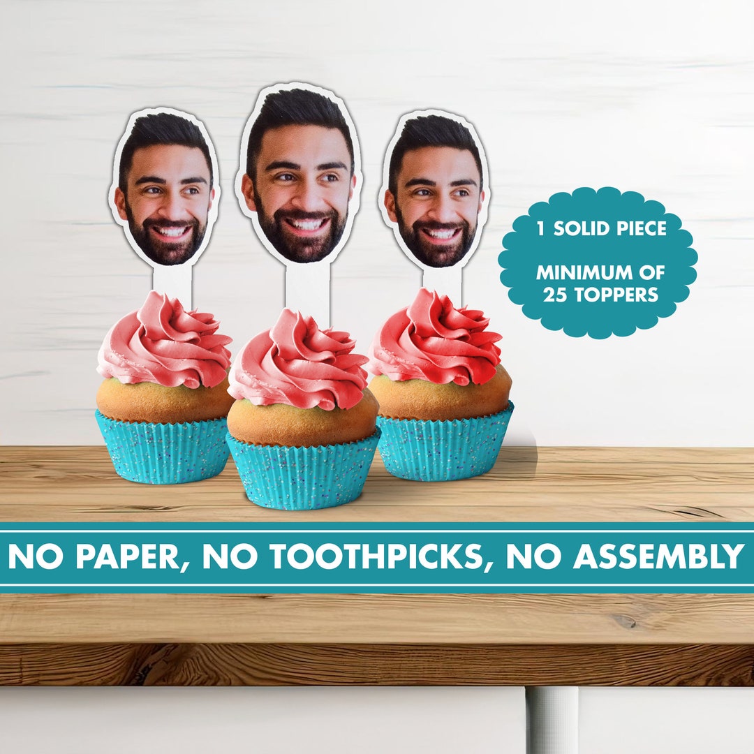 Custom Face Photo Cupcake Toppers Plastic Cupcake Topper - Etsy