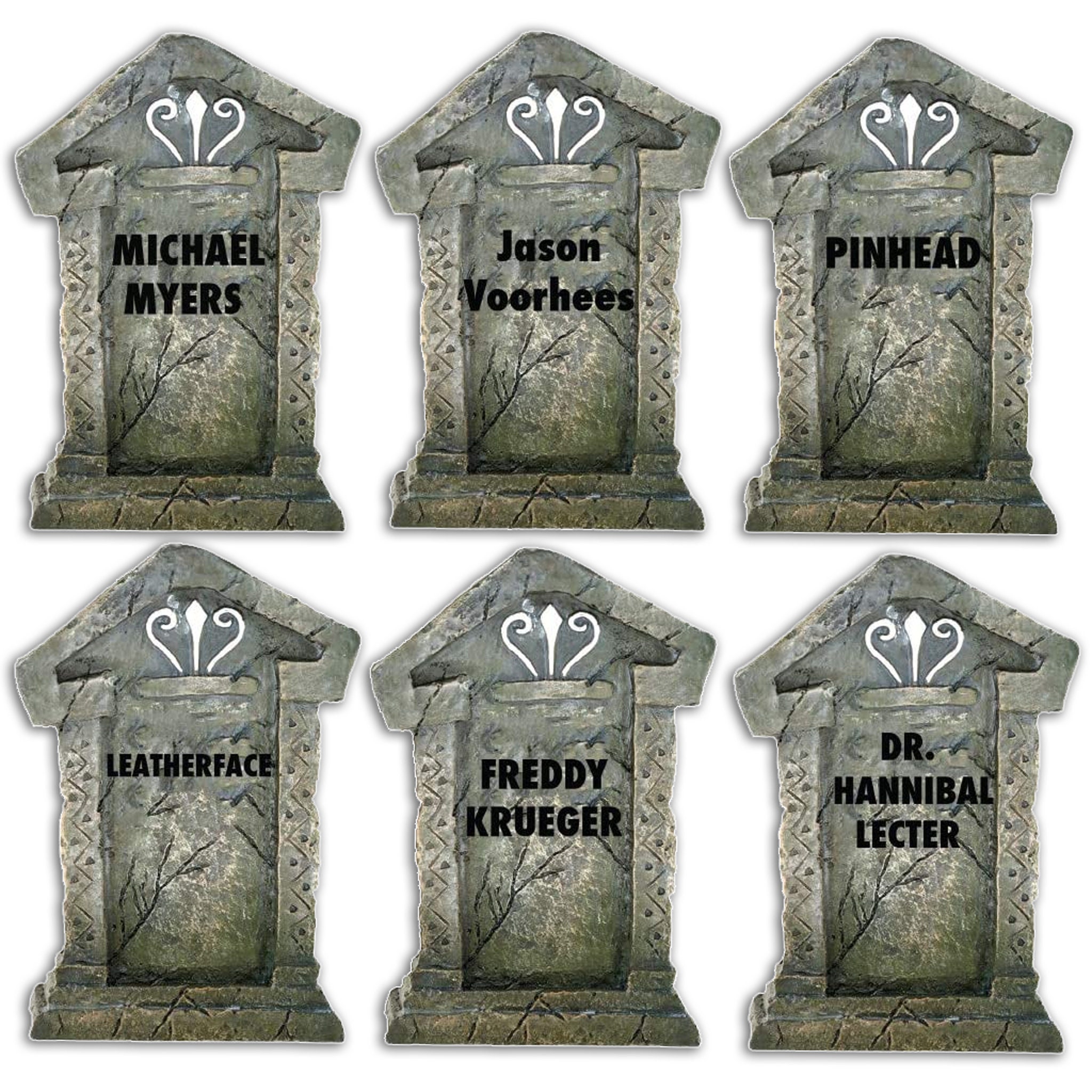 Serial Killer Tombstones, 6pc Halloween Yard Art, Yard Card Lawn Sign ...