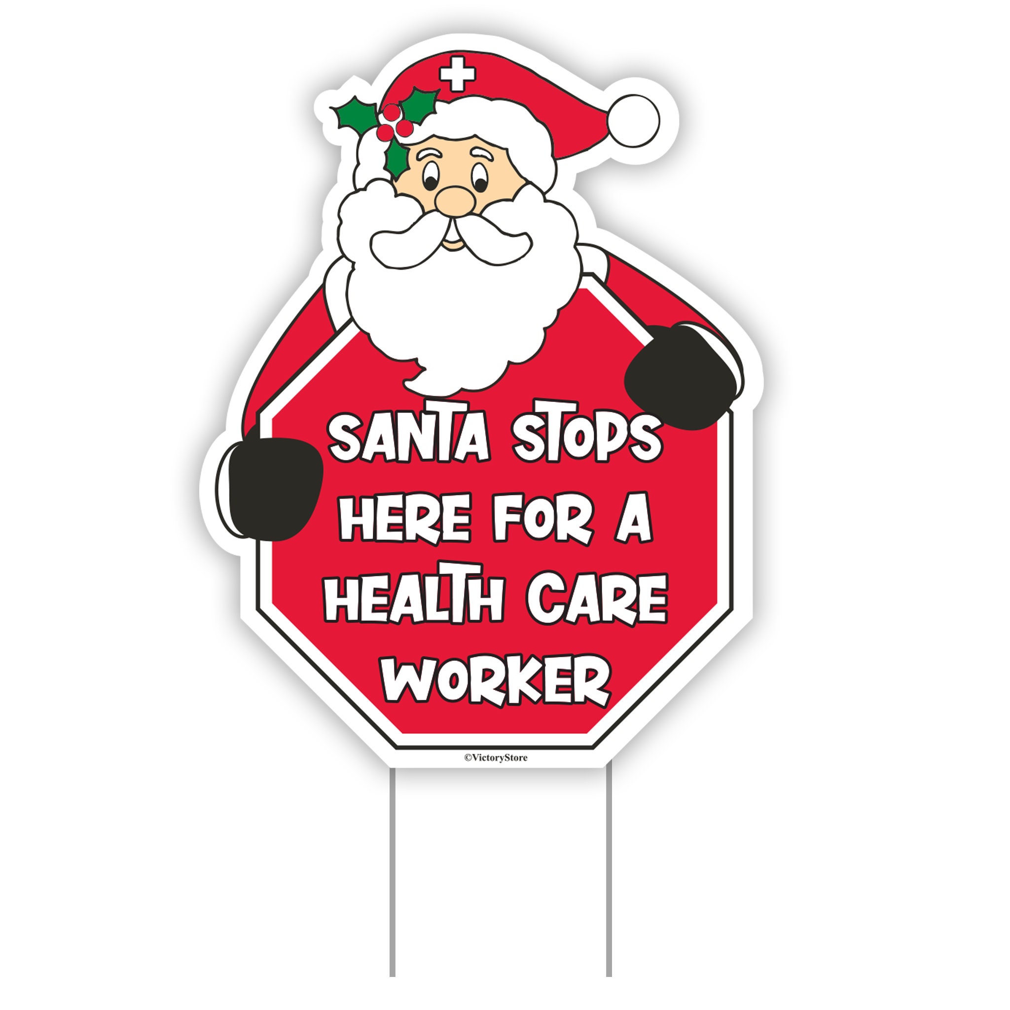 Santa Stops Here for a Health Care Worker Christmas Yard Art | Etsy
