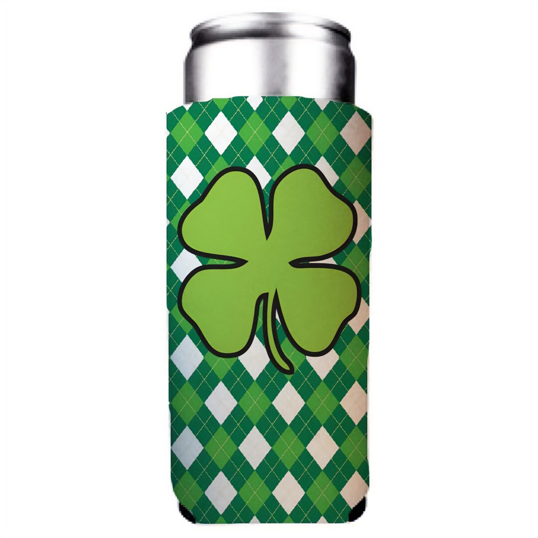St. Patrick's Day SLIM Can Coolers, Set of 6 Skinny Can Coolers (clover ...