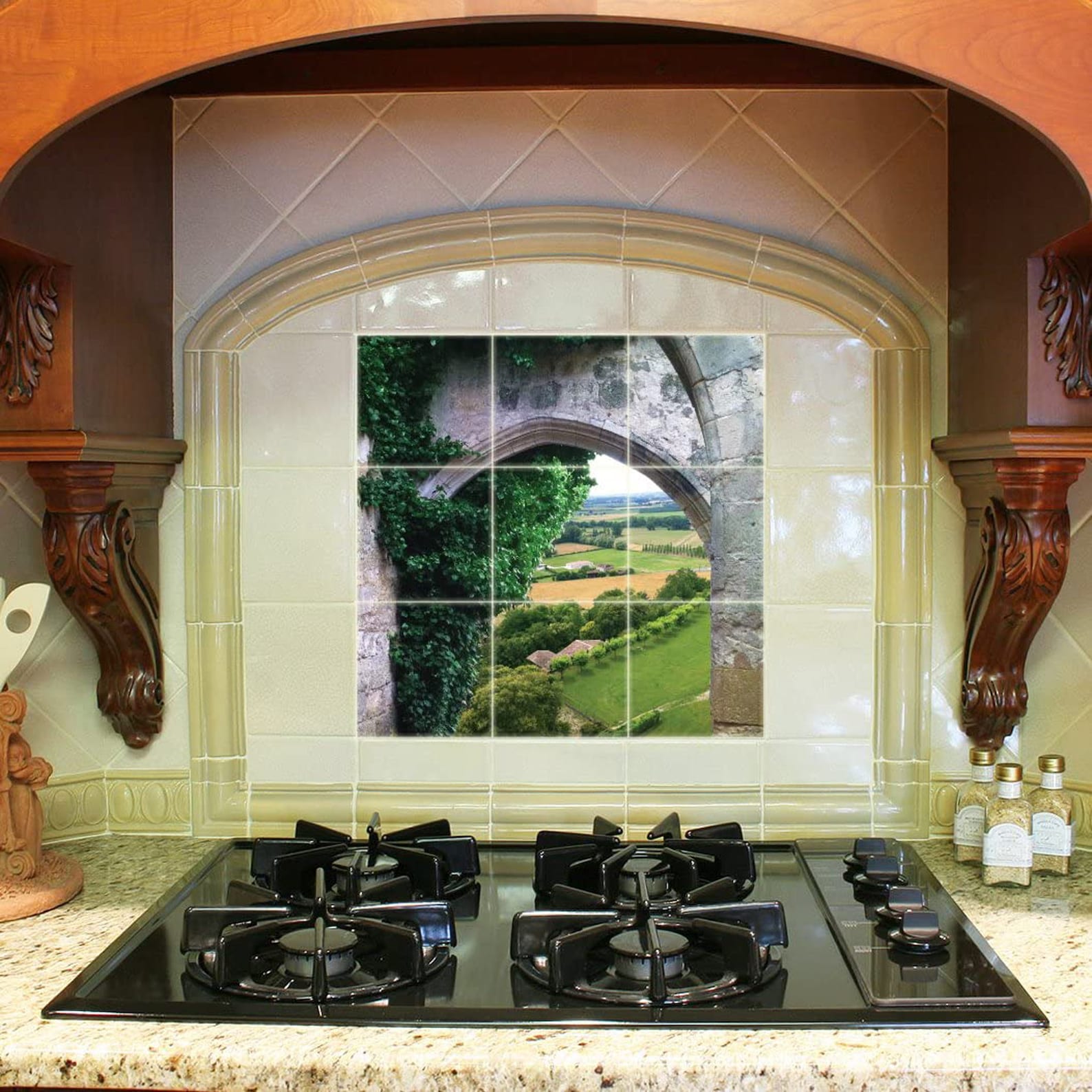 Ceramic Tile Kitchen Backsplash, French Countryside Farmhouse Wall ...