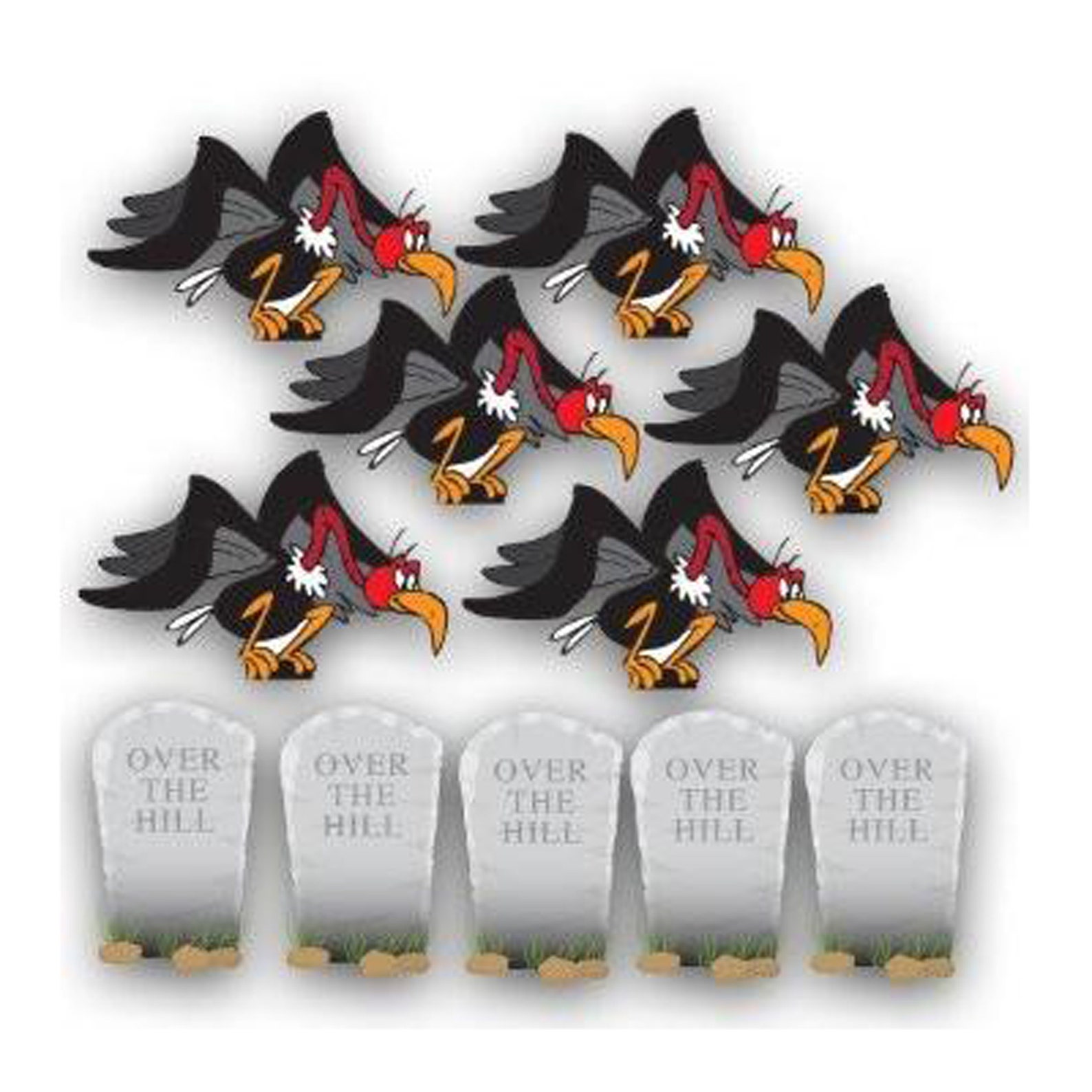 Over the Hill Tombstones & Buzzard, 11pc Birthday Yard Card Lawn Sign ...